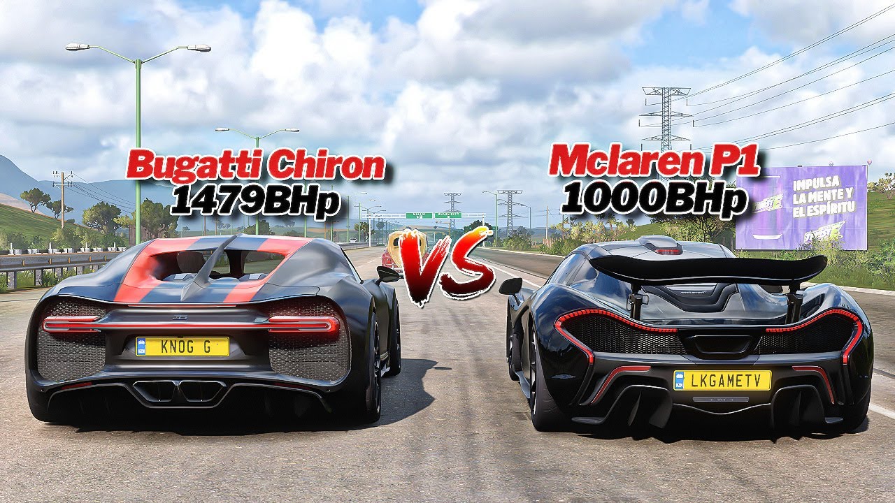 FH5 Drag Race - Mclaren P1 (1000Hp) Vs Bugatti Chiron - YouTube