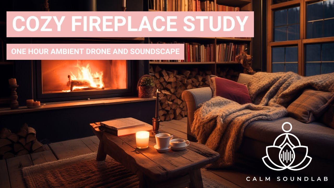 Deep Study by the Fire 📖 | 1 Hour Cozy Fireplace Soundscape With Calming Drones - YouTube