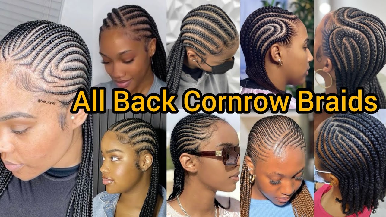 Elegant Straight Back Cornrow Braids | All back Cornrow Braids ...