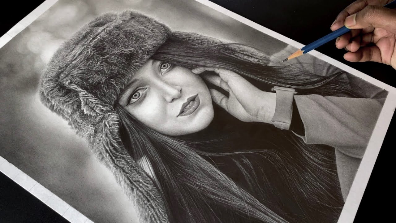 This Drawing Took Me 125 Hours Hyperrealistic Girl Drawing Youtube