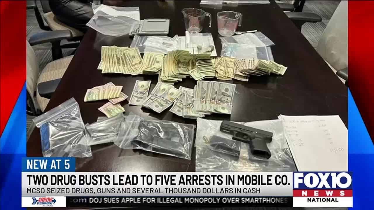 2 drug busts lead to 5 arrests in Mobile County - YouTube