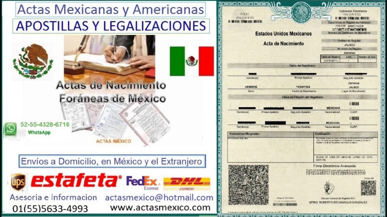Apostilla De Acta De Nacimiento