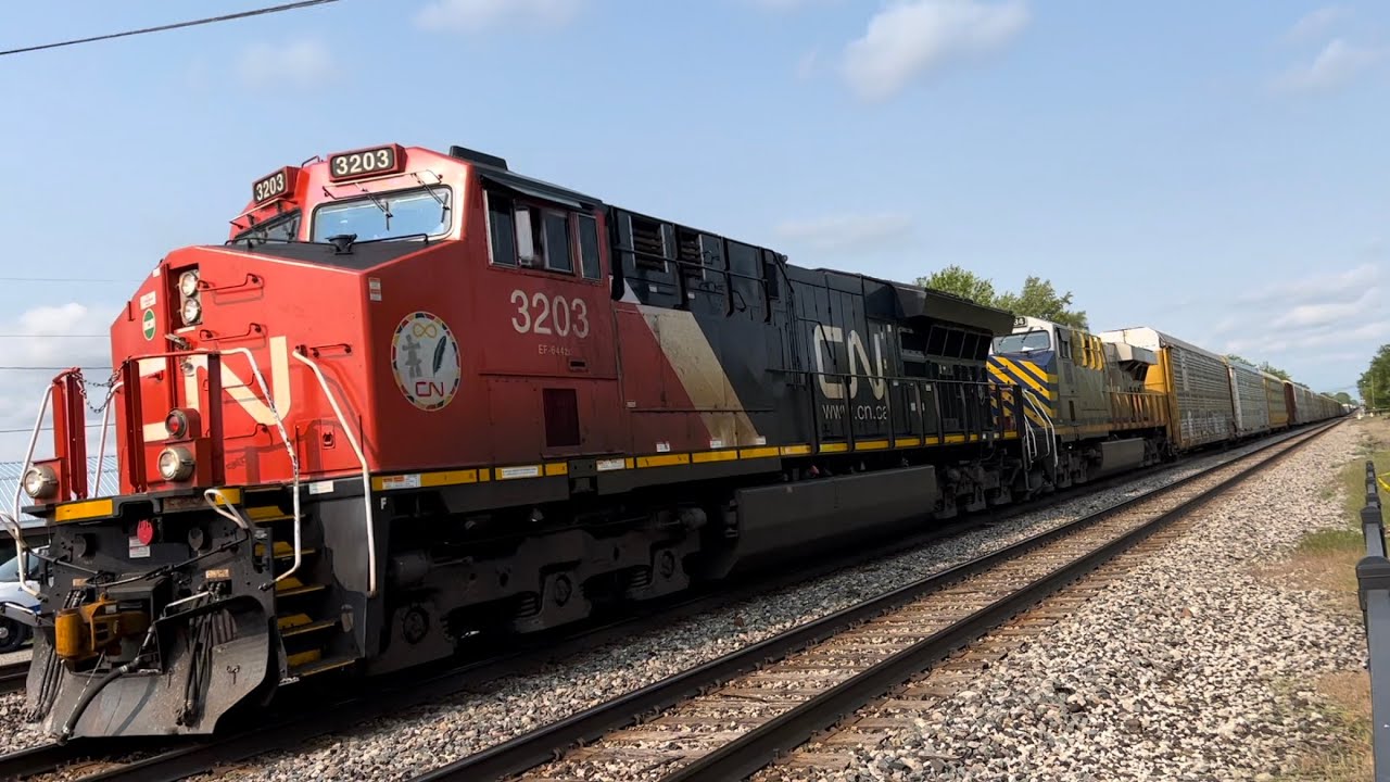 CN Manifest with engines 3203 + ex citi rail engine 3934 (elephant ...