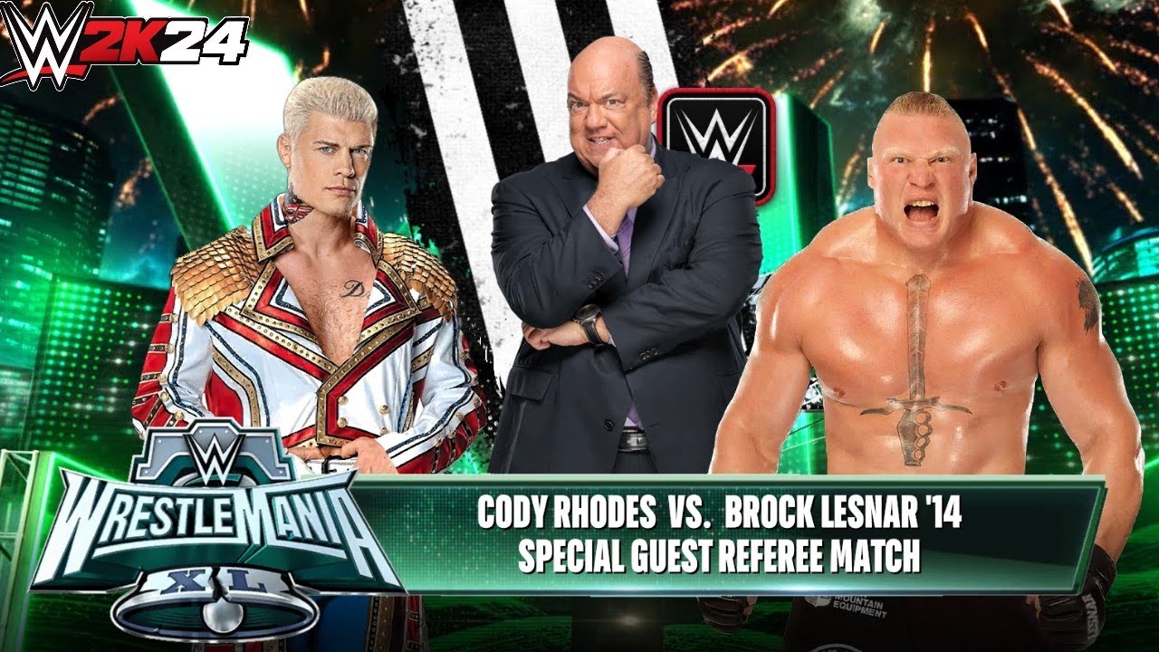 WWE 2k24 - Cody Rhodes vs Brock Lesnar '14: Special Guest Referee Paul Heyman | Wrestlemania XL ...