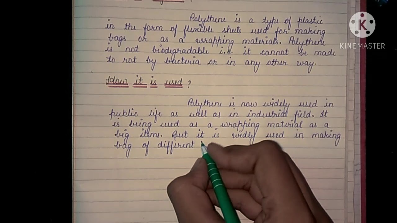 ESSAY WRITING=HAZARD OF POLYTHENE BAGS || Cursive writing || how to ...