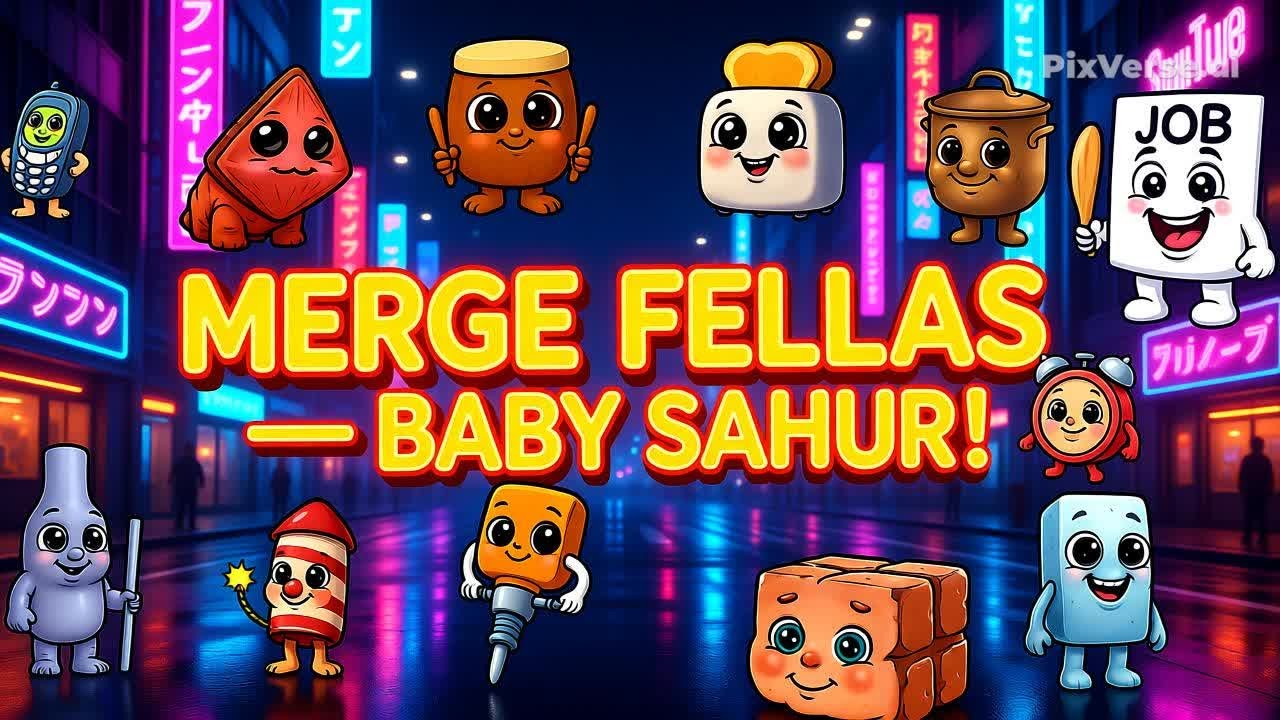 Merge Fellas Baby Sahur | Cute Mascot Jumps Around a Japanese City! # ...