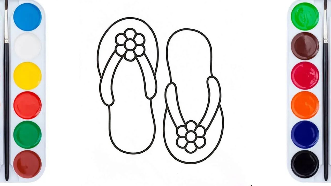 Easy Sandal drawing for kids step by step Tutorial - YouTube