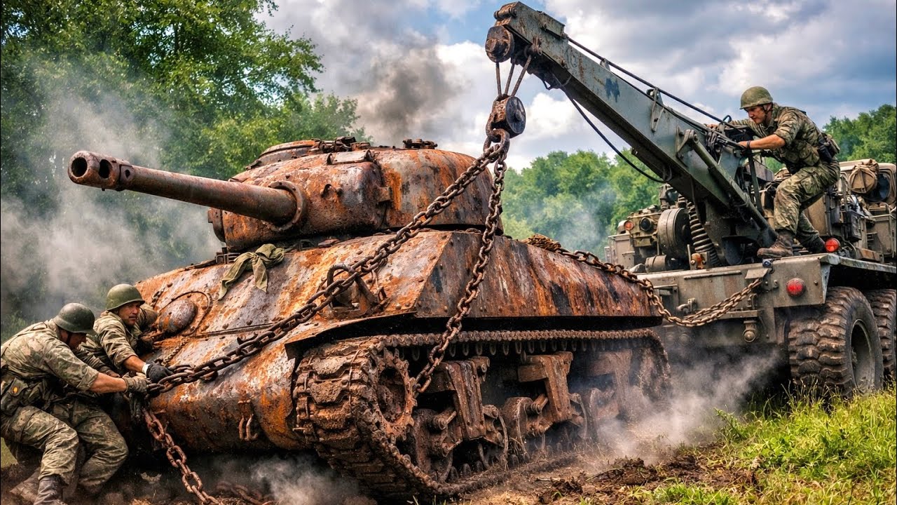 Abandoned USA Tank Restoration | M4 Sherman Full Rebuild ASMR - YouTube