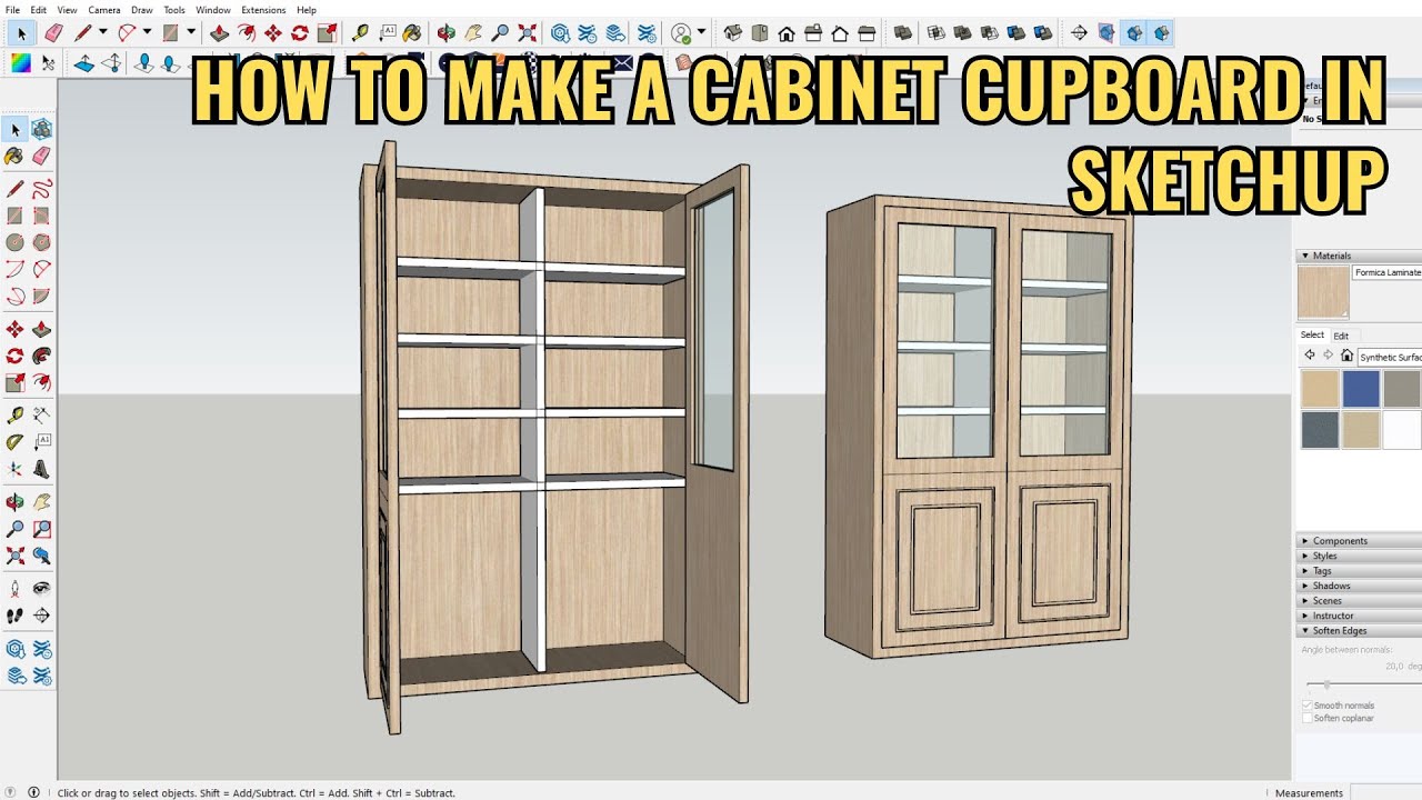 SKETCHUP FOR BEGINNER HOW TO MAKE A CABINET CUPBOARD IN SKETCHUP - YouTube