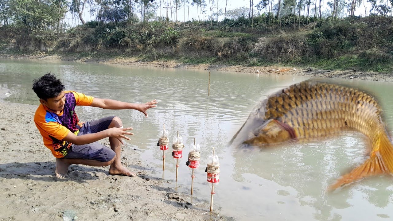 Unique Fishing Technique || Hook Fishing By Plastic Bottle Fish Trap 🐟🐠 ...