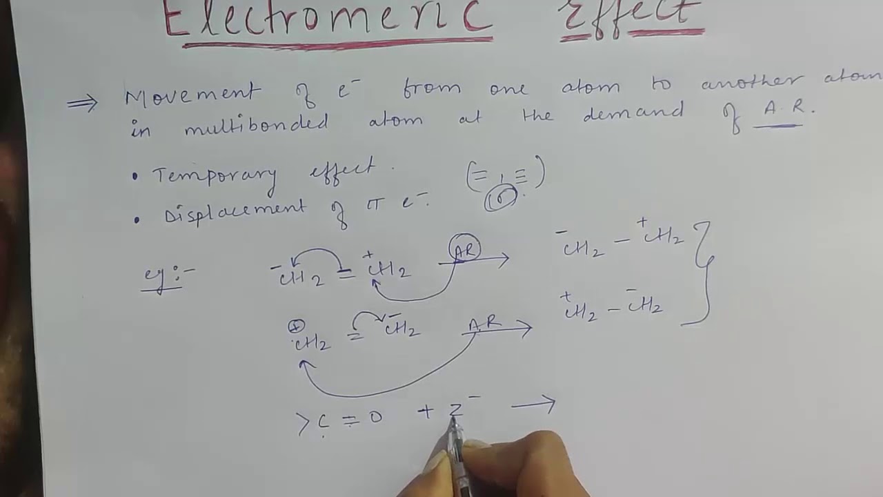 Electromeric Effect || +E & -E Effect || Eletromeric Effect In Organic ...