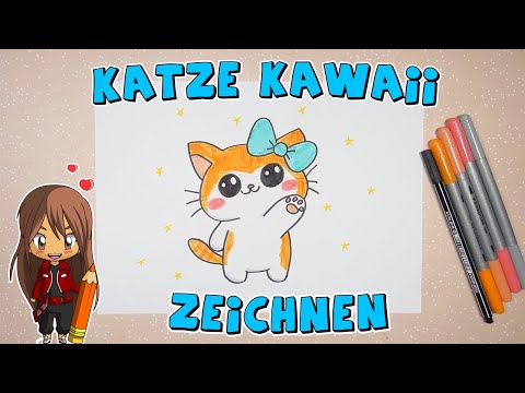 Katze Kawaii einfach malen für Kinder | ab 7 Jahren | Malen mit Evi | deutsch