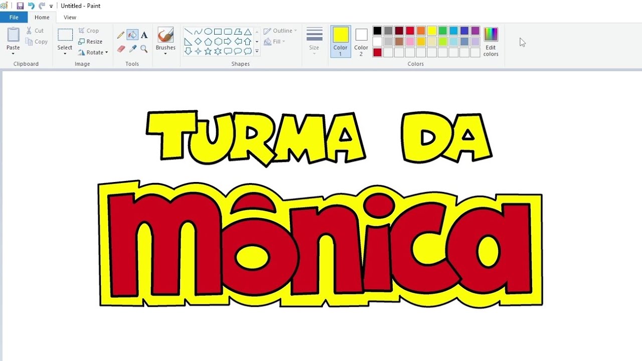 How to draw the Turma da Monica logo using MS Paint Windows 10 | How to ...