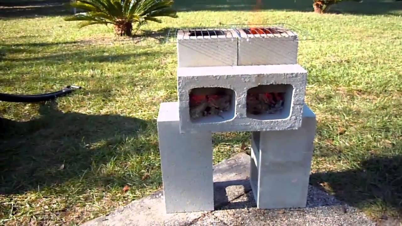Our DIY Concrete Block Rocket Stove - YouTube
