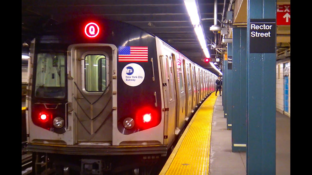 ⁴ᴷ Winter Storm Jonas: Whitehall Street Bound Q Train Action - With ...