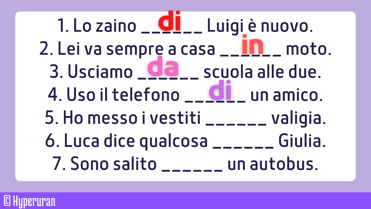 Italian how to use prepositions | With context | Conversation skills A2 ...