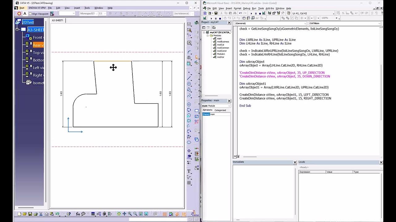 CATIA V5 VBA - DrawingDimensions Dim Direction 1 - YouTube