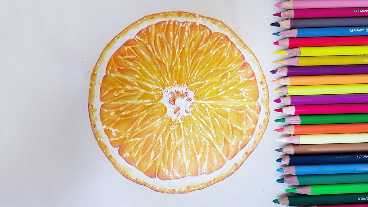 how to draw a realistic orange - YouTube