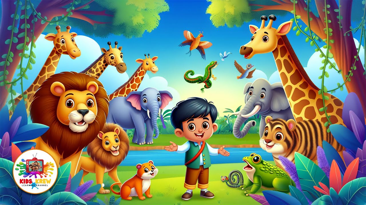 Wild Animals Song 🦒 Safari Chants for Preschoolers | Kids Krew Nursery ...