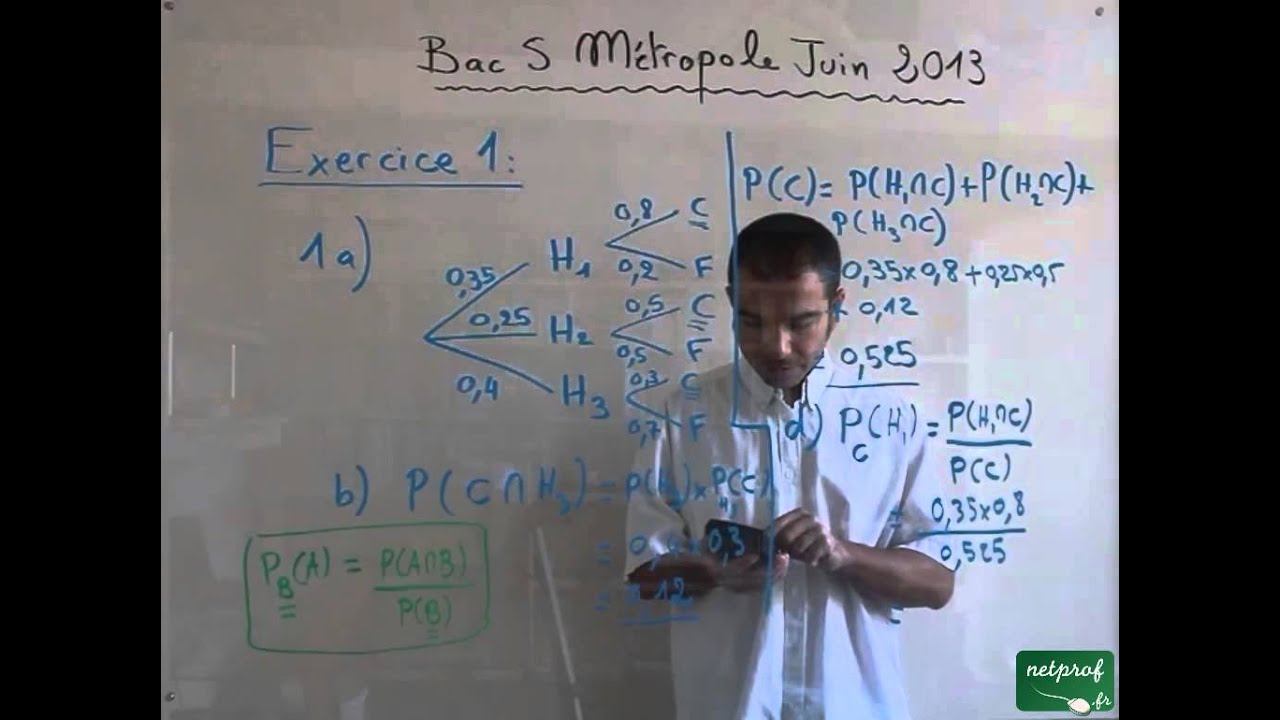 Bac S métropole juin 2013 ex1: probas - arbre - loi binomiale - YouTube