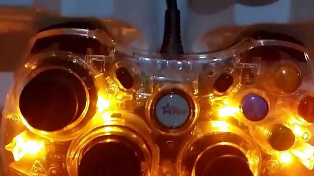 Controle transparente com led com fio para Xbox 360 PC - YouTube