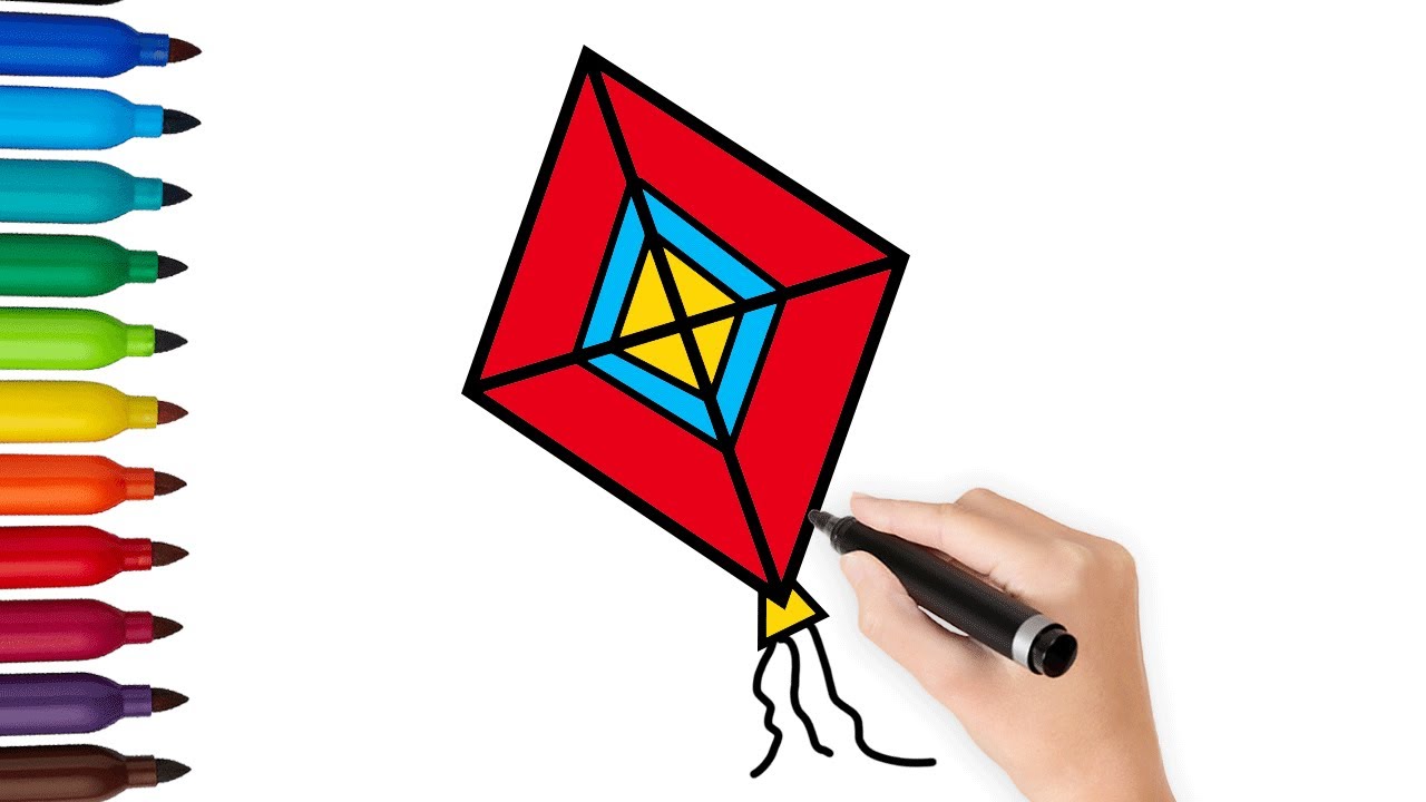How to draw kite for kids easy | Kite Drawing Easy | Kite Drawing for ...