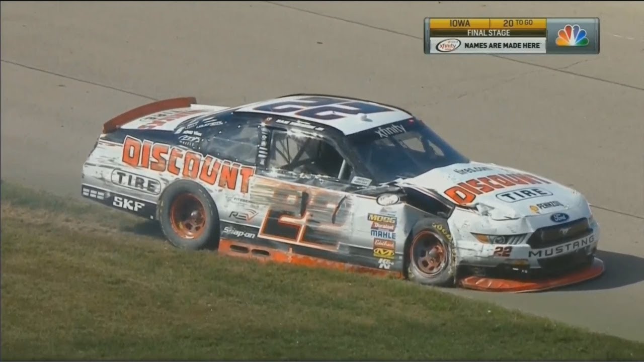 NASCAR Xfinity Series 2017. Iowa Speedway. Sam Hornish Jr. Puncture ...