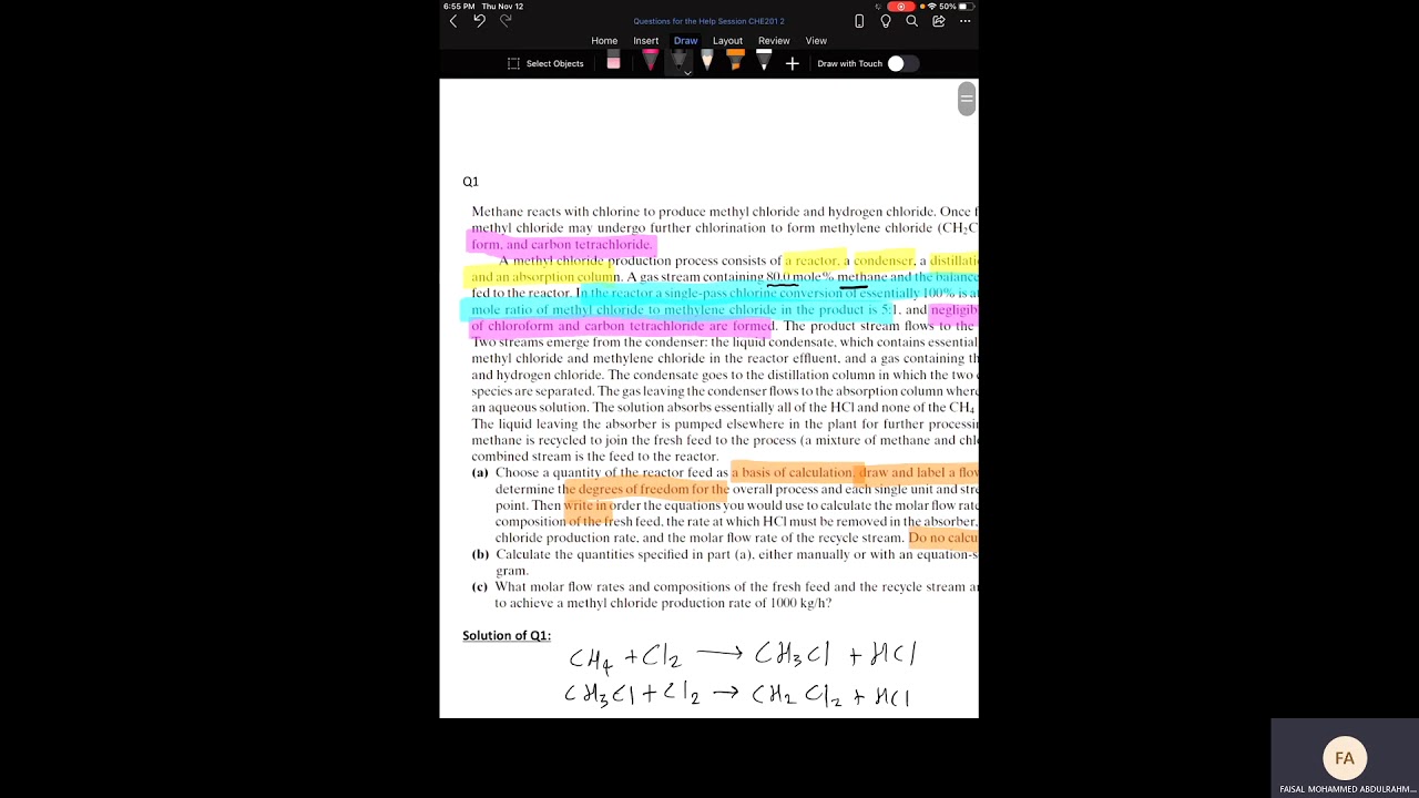 Examples on material balances for a reactive system - YouTube