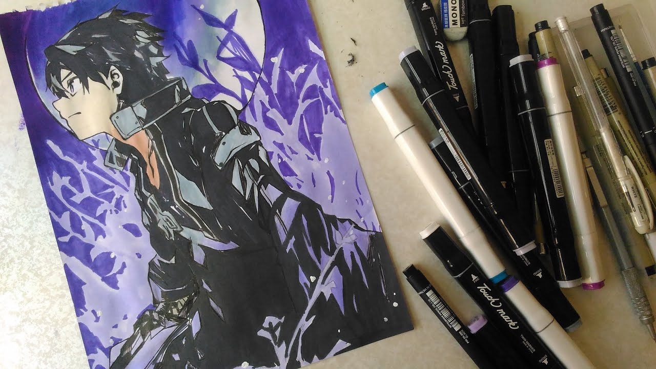 SPEED DRAWING SWORD ART ONLINE -KIRITO (abec) - YouTube