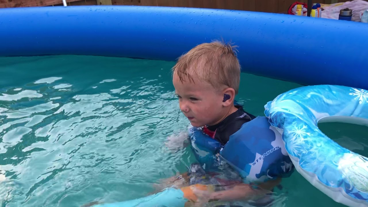 Caleb swimming and playing in pool for FIRST TIME! June 26th 2020 - YouTube