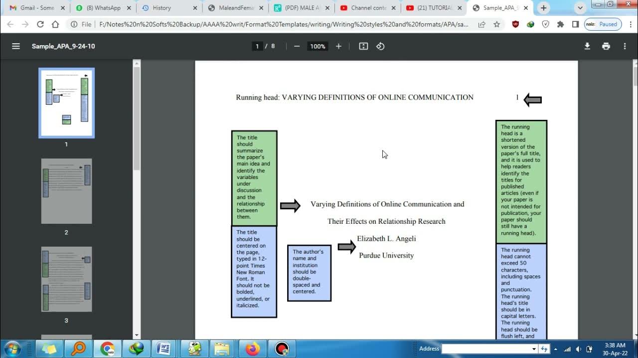 ACADEMIC writing: How to format headers in APA Running head - YouTube