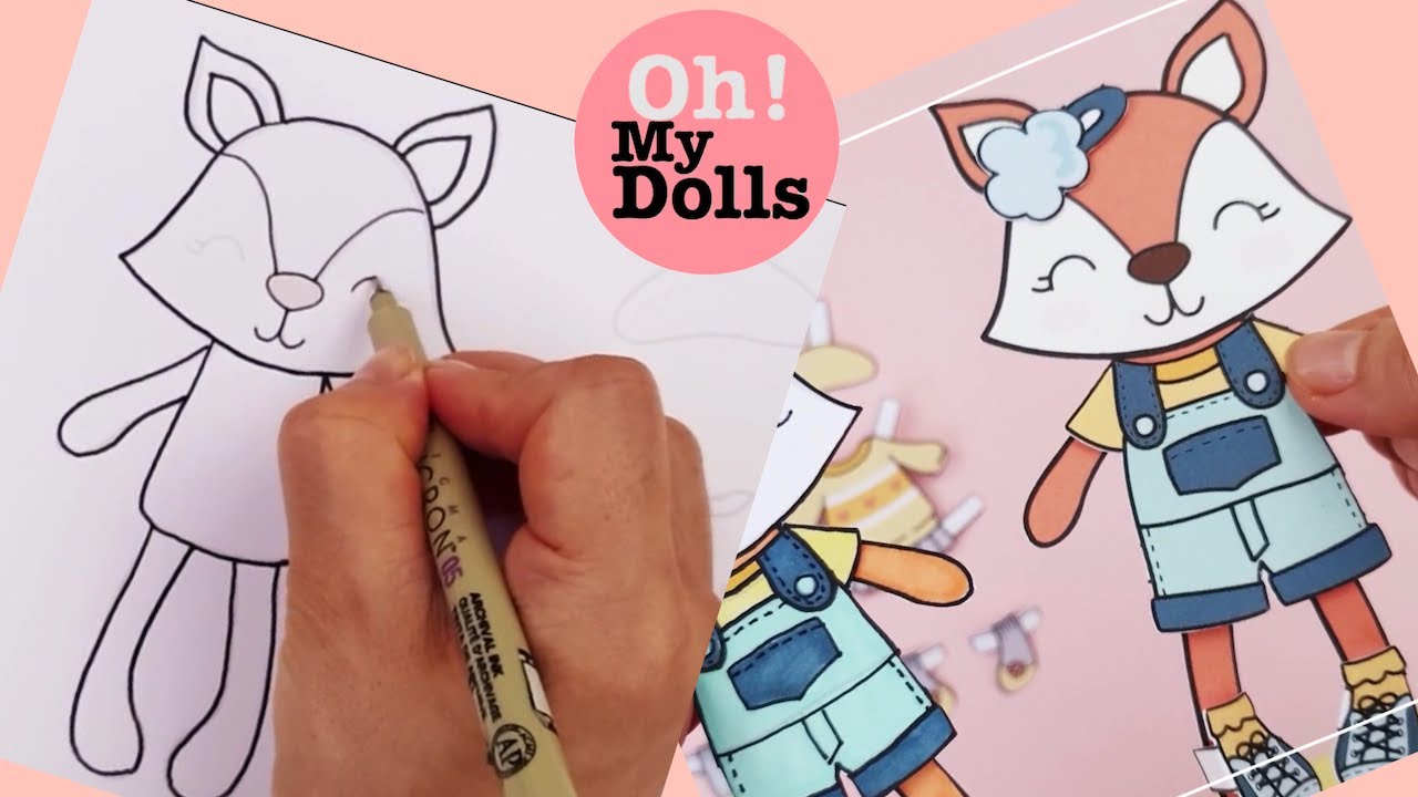 How to draw fox paper doll / dress up - YouTube