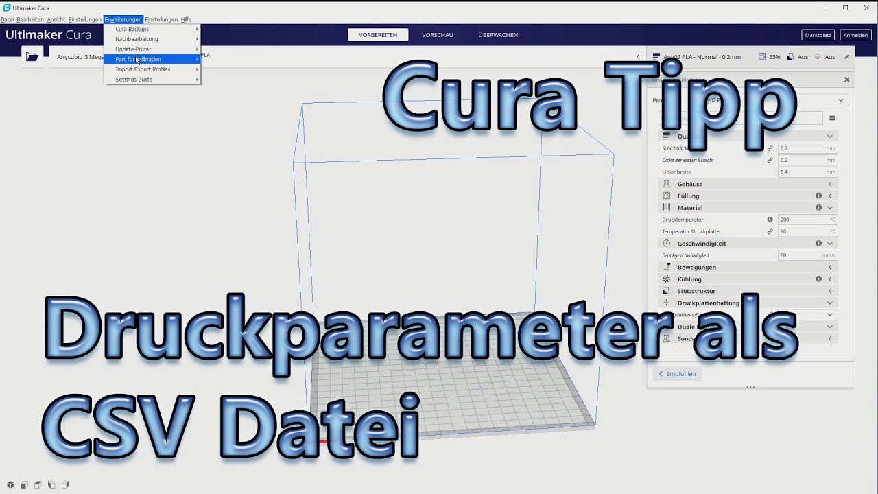 Cura Tipp: Parameter als CSV Export - YouTube