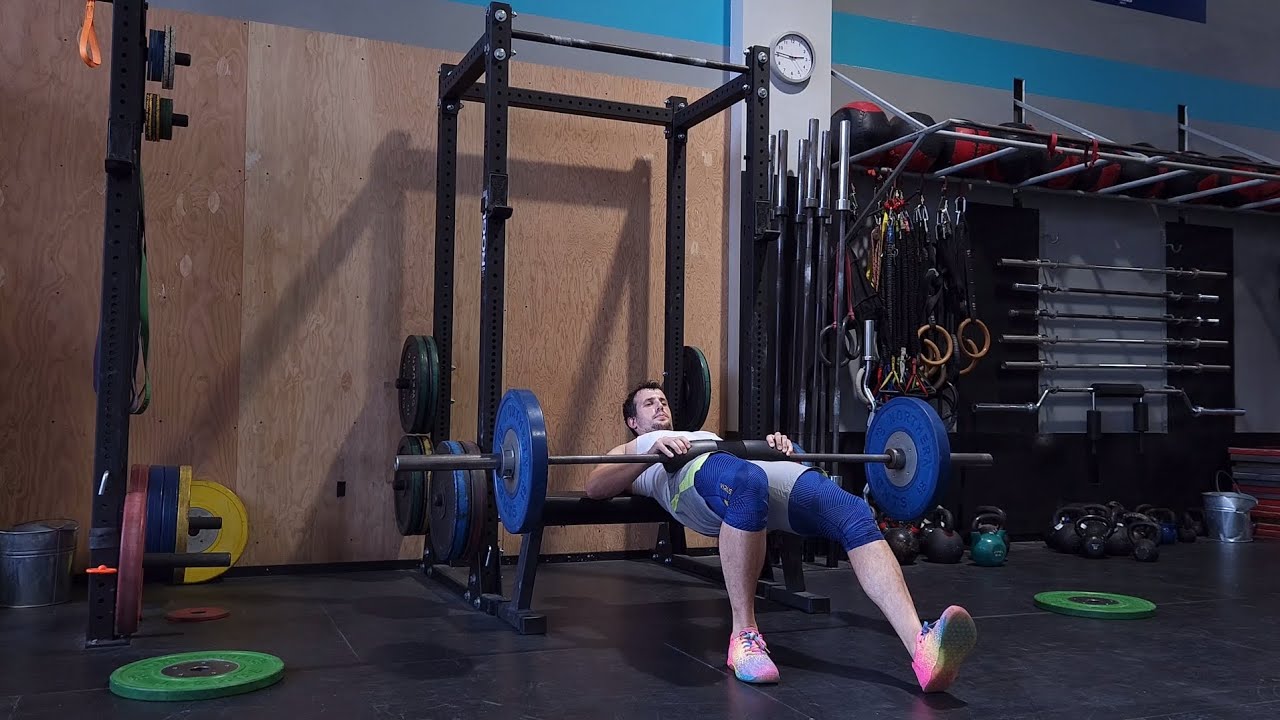 Staggered Stance Barbell Hip Thrust exercise demonstration - YouTube