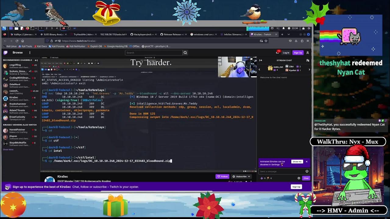 WalkThru - TryHackMe: Advent of Cyber - WalkThru - VulNyx: Mux - FreeHack - VulNyx: Admin - YouTube