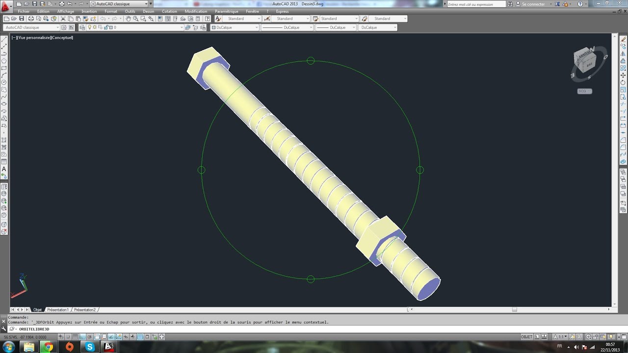 Tutoriel 3D Autocad Modélisation d'un Boulon - YouTube