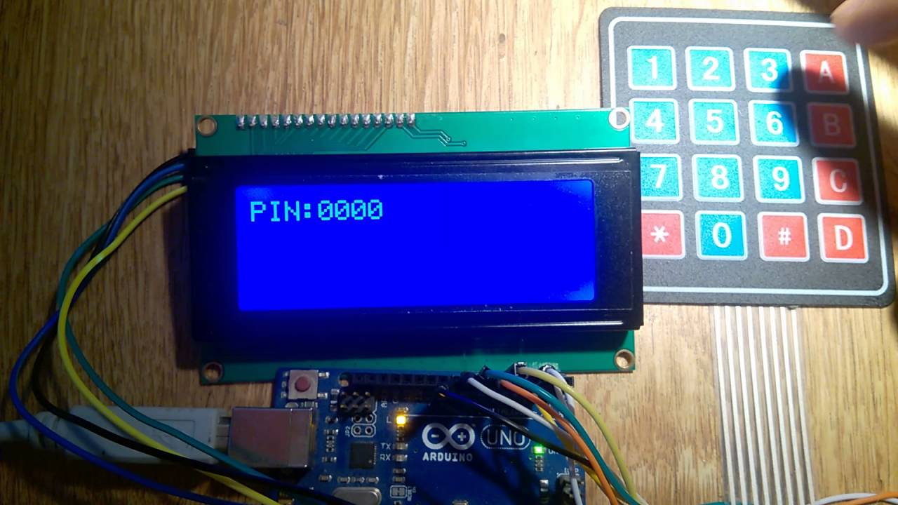 A PIN application with an arduino and an 20x4 lcd display - YouTube