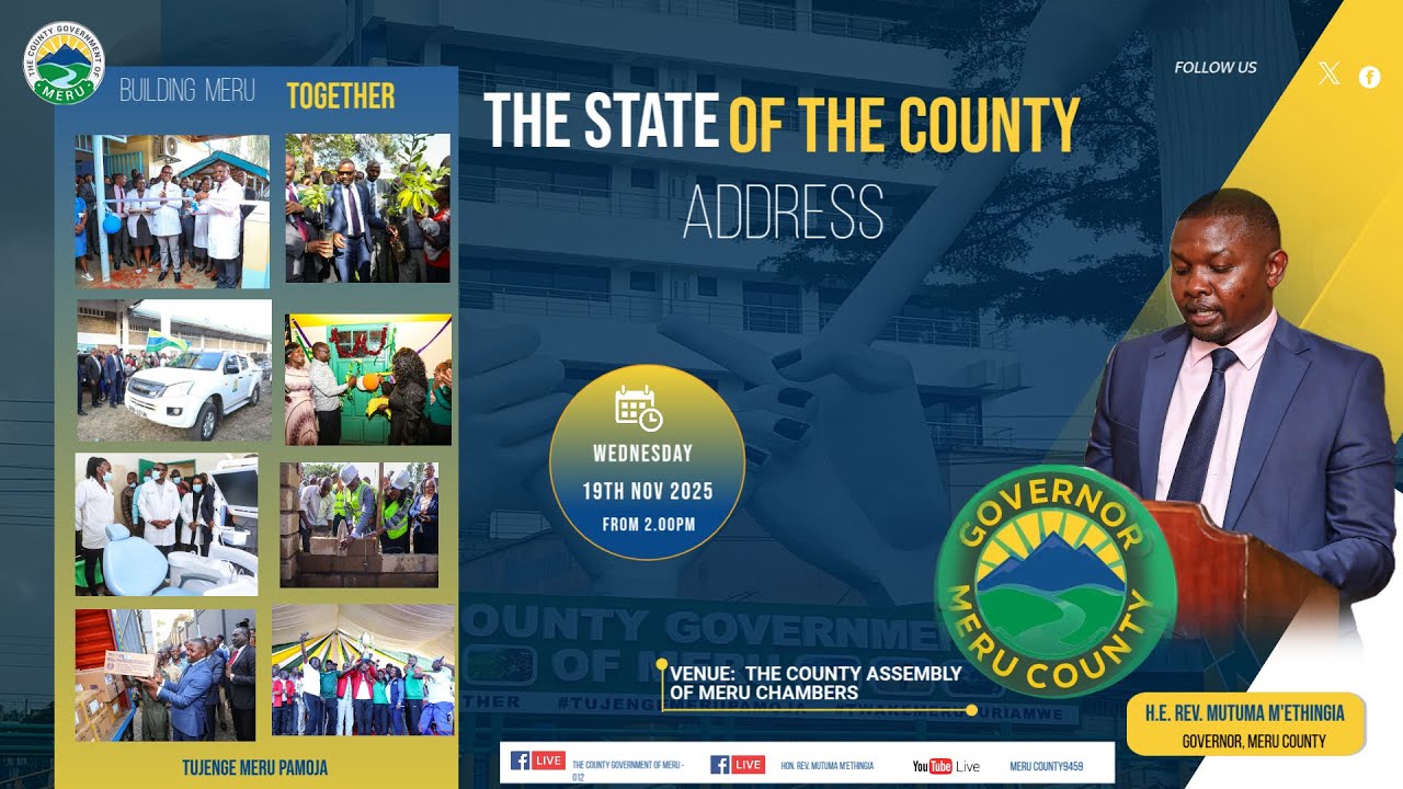 State of the County Address at the Meru County Assembly of Meru. - YouTube