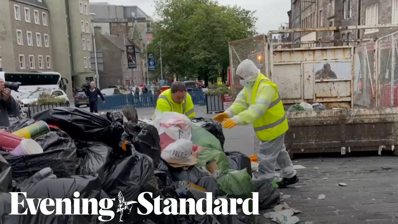 Clean up operation begins in Edinburgh after bin strike ends - YouTube