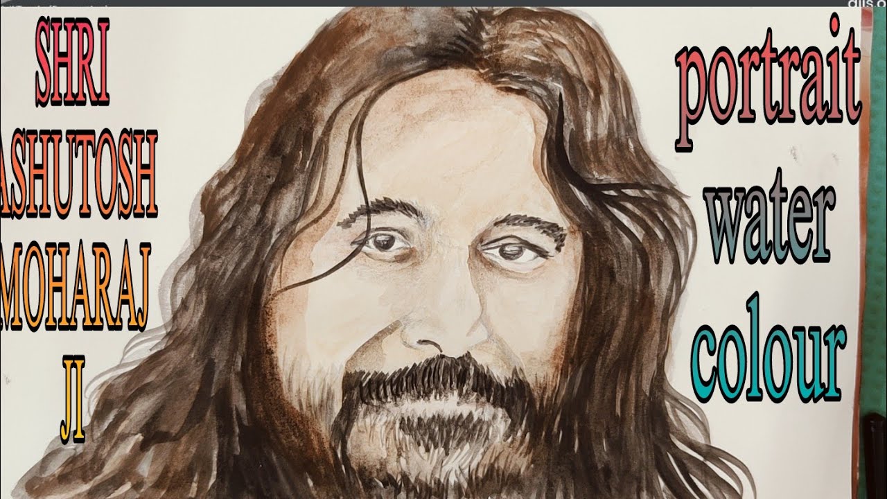 portrait water colour || Shri Ashutosh Maharaj Ji Drawing || djjs Ashu ...
