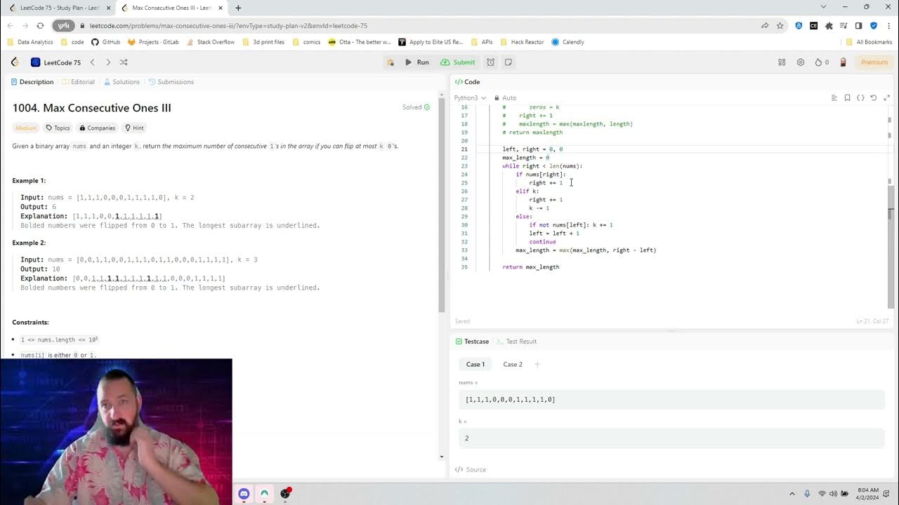 LeetCode 75 - 1004 Max Consecutive Ones III - YouTube