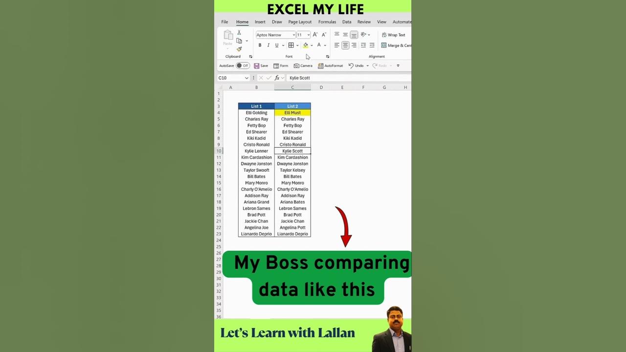 Compare Excel Data with Just Two Keys ⌨️ (No Formulas Needed) #CompareData #CtrlShortcut # ...