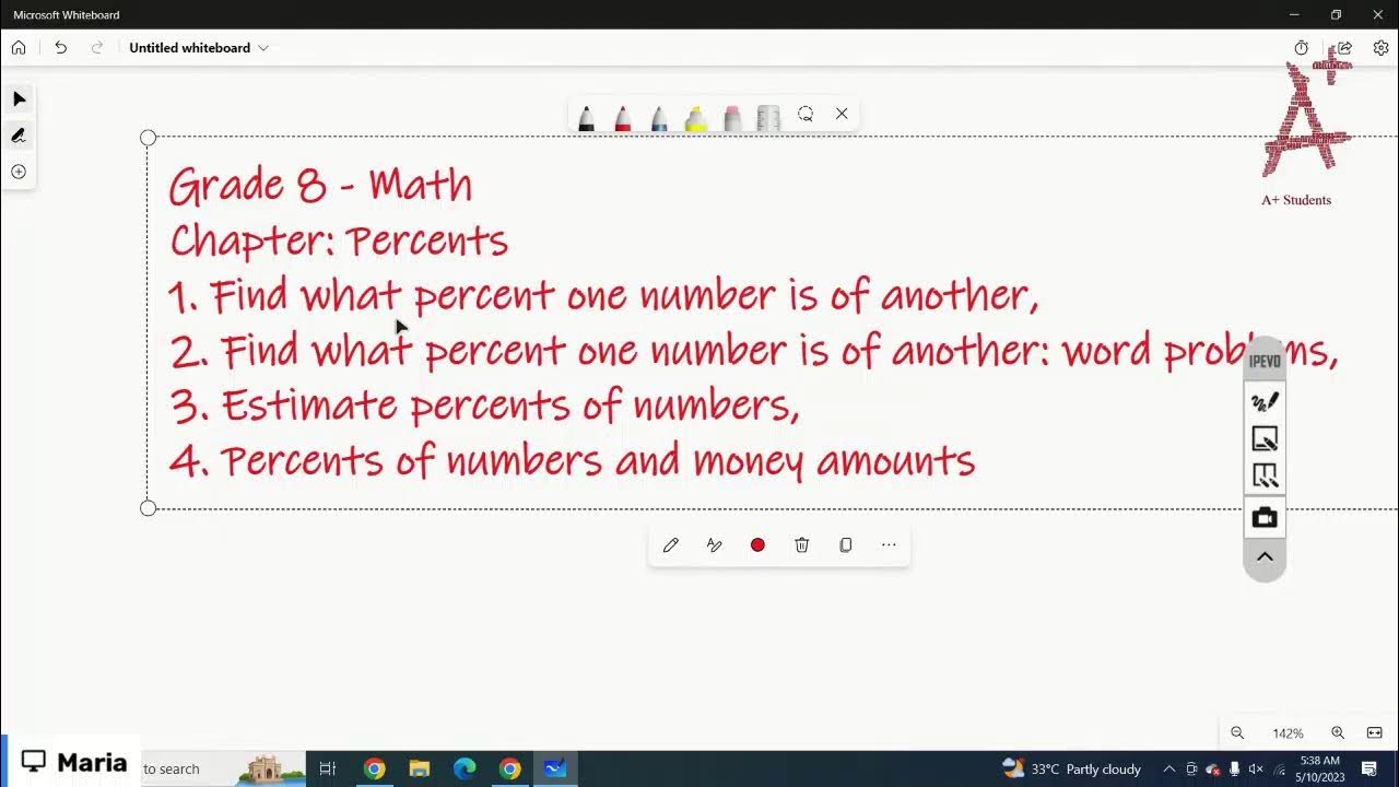 Grade 8 - Find what percent one number is of another, Find what percent ...