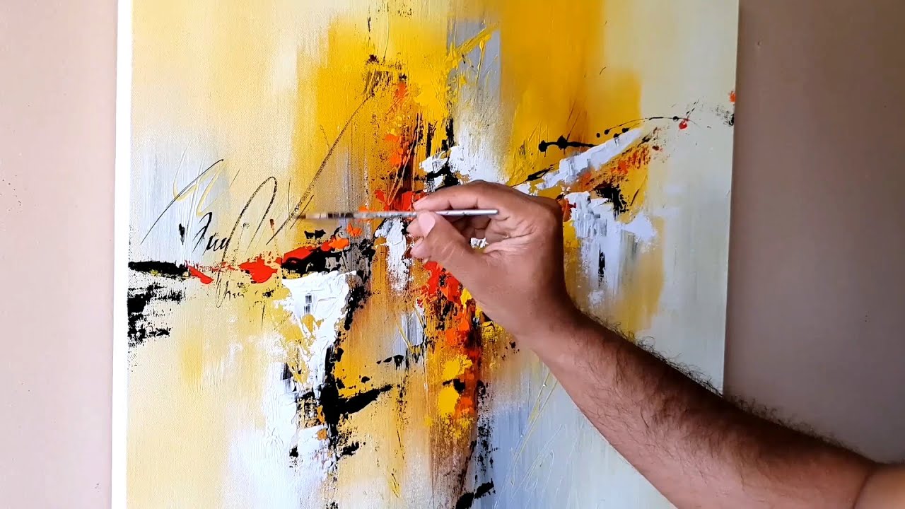 How To Draw / Large Abstract Painting / Acrylic Painting Technique ...