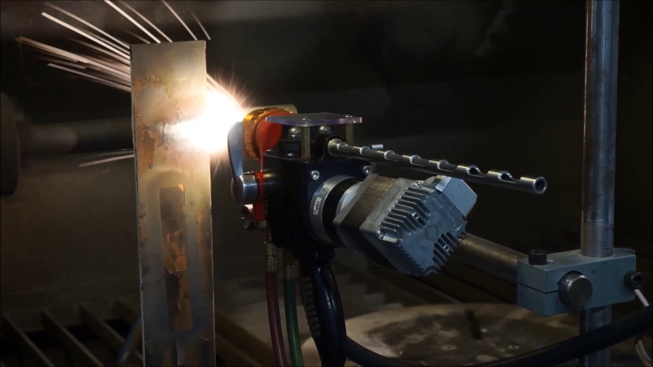 Combustion Wire Coating - RodJet 98, coating a metal coupon. [HD] - YouTube