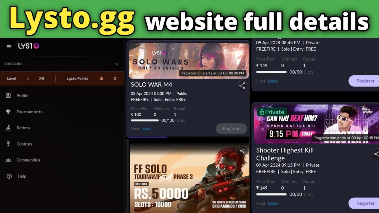 lysto gg website tournament full details | best tournament app for free ...