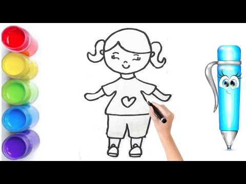 How To Draw Cute Girl Drawing And Coloring/drawing step by step/drawing ...