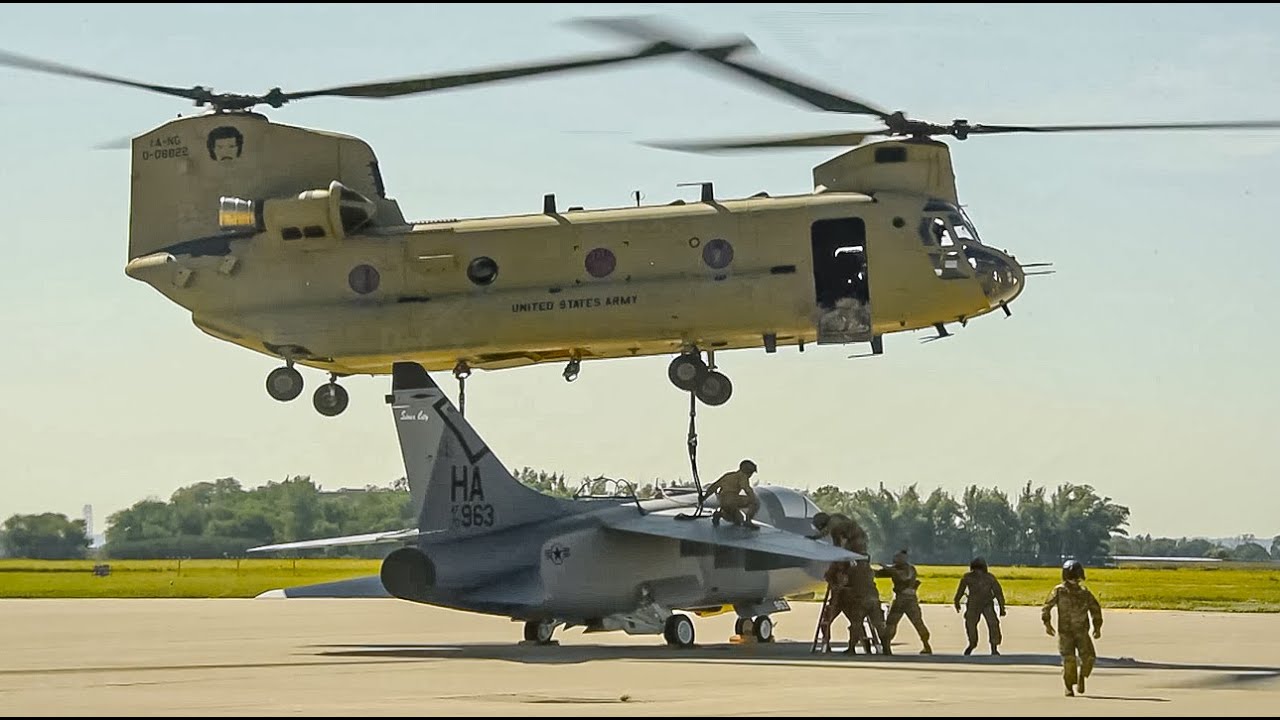U.S. Army CH-47 Chinook Lifts Historic A-7 Corsair in Precision Heavy ...