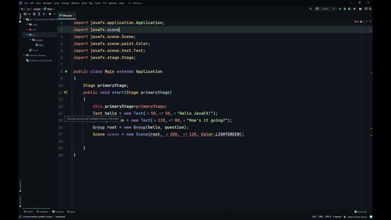 Intro To Javafx Scene Stage Group Text Youtube