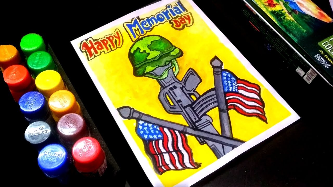 Happy Memorial Day Drawing | How to make memorial day special painting ...